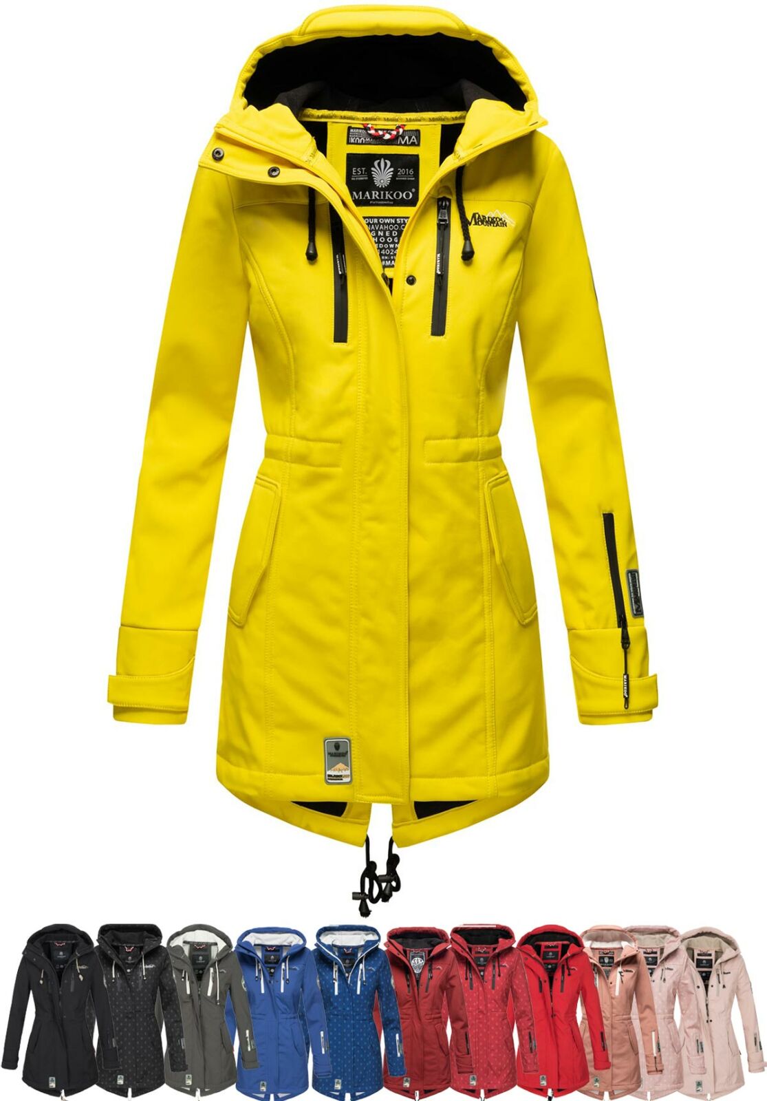 Marikoo Zimtzicke Damen Outdoor Softshell Jacke lang B614 - Golden Br
